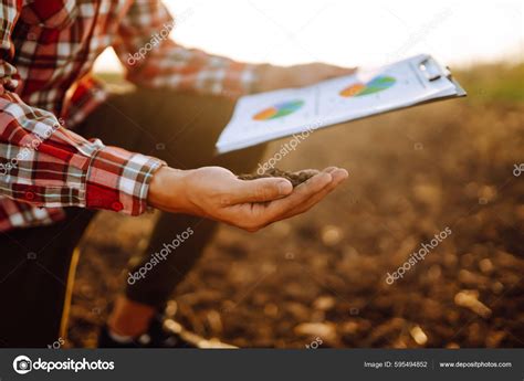 Farmer Checking Soil Quality Sowing Agriculture Production Concept