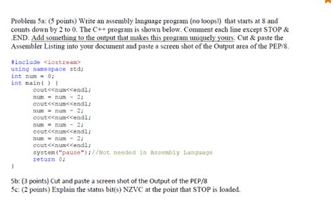 Problem 5a 5 Points Write An Assembly Language