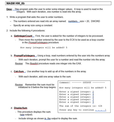 Solved Masm Hw6b Desc This Program Asks The User To Enter