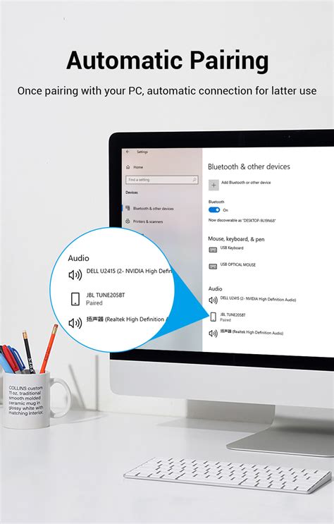 USB Bluetooth Adapter Bluetooth Dongle Receiver White Vention Indonesia