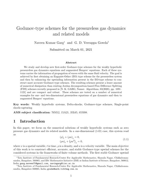 Pdf Godunov Type Schemes For The Pressureless Gas Dynamics And Related Models