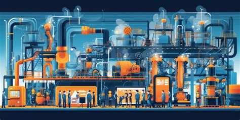 Robots And Assembly Line With Workers Smart Factory Industry With