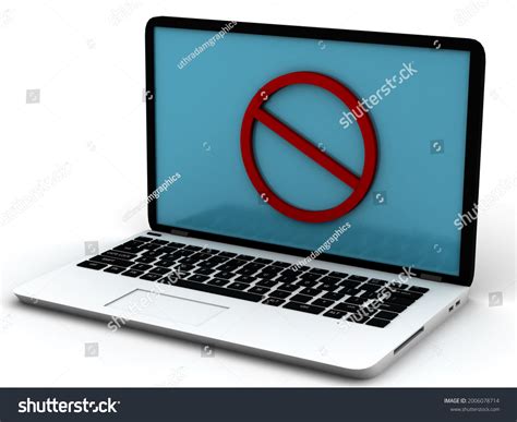 D Illustration Stop Sign Laptop Stock Illustration Shutterstock
