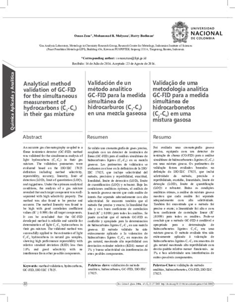 pdf analytical method validation of gc fid for the simultaneous