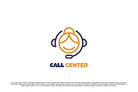 Female Call Center Logo Design Illustration Flat Silhouette Human Woman Head Face Wearing