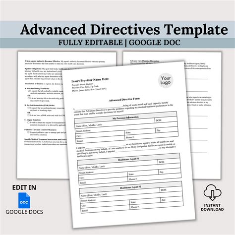 Advanced Directive Template Medical Office Forms End Of Life