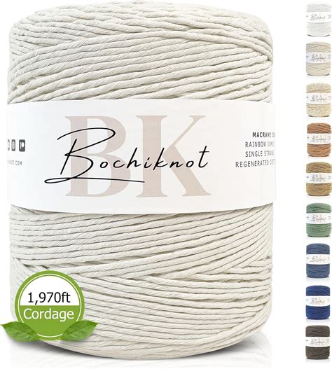 Bochiknot Bulk Macrame Cord 3mm X 650yds Single Strand Macrame Cord For Wall