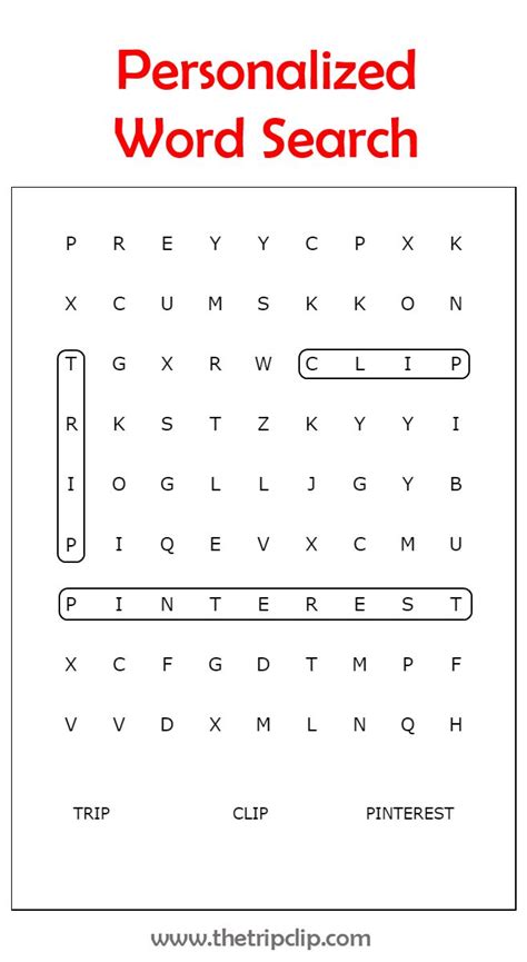 Create Your Own Word Search Free Printable