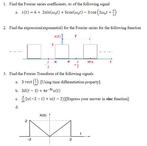 Solved 1. Find the Fourier series coefficients, ak of the | Chegg.com