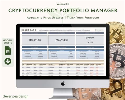 Cryptocurrency Google Sheets Template Portfolio Investment Etsy