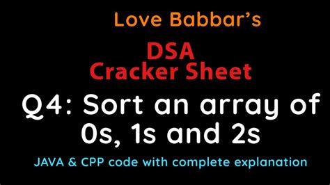 Q4 Sort An Array Of 0s 1s And 2s Dsa Cracker Sheet Complete