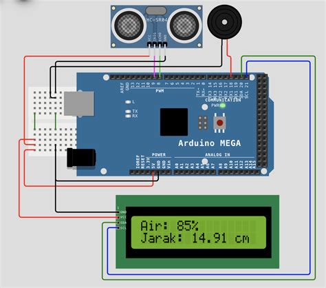 Monitoring Ketinggian Air Menggunakan Arduino Mega Sensor Ultrasonik Dan Lcd I2c Jago Robotik Id