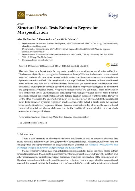Pdf Structural Break Tests Robust To Regression Misspecification