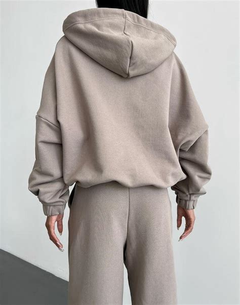 Худі оверсайз на блискавці подовжений з широким манжетом знизу кавовий купити в Києві