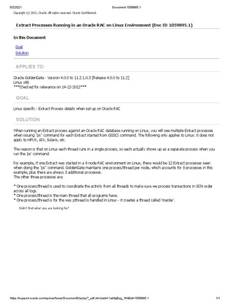 Extract Processes Running In An Oracle Rac On Linux Environment Doc Id