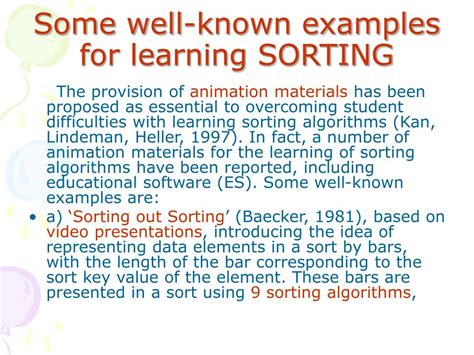 ppt a computer environment for beginners learning of sorting