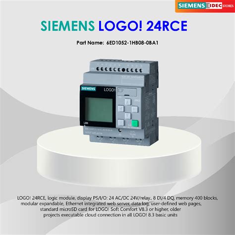 siemens logo 24rce logic module display ps i o 24v ac dc 24v relay