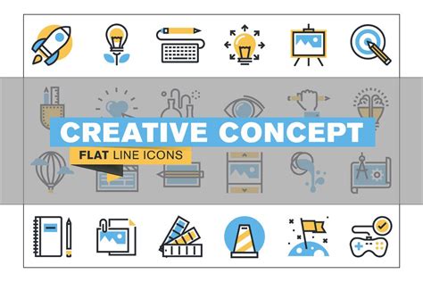 Flat Line Icons Collection Outline Icons ~ Creative Market