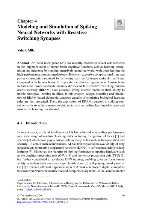 pdf modeling and simulation of spiking neural networks with resistive