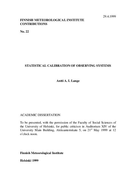 Pdf Statistical Calibration Of Observing Systems