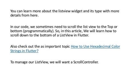 How To Programmatically Scrolling To The End Of A Listview In Flutterpptx