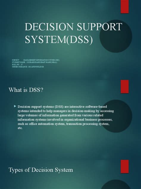decision support system dss sourabh mane pdf decision support