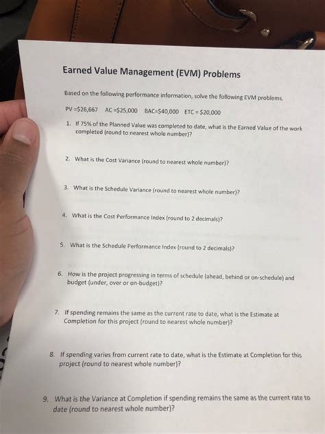 Solved Earned Value Management EVM Problems Based On The Chegg Com