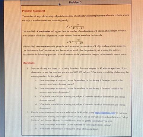 Solved Problem Statement The Number Of Ways Of Choosing K