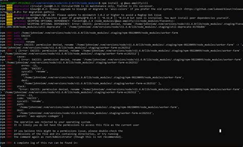not able to npm install g aws amplify cli giving npm err errno