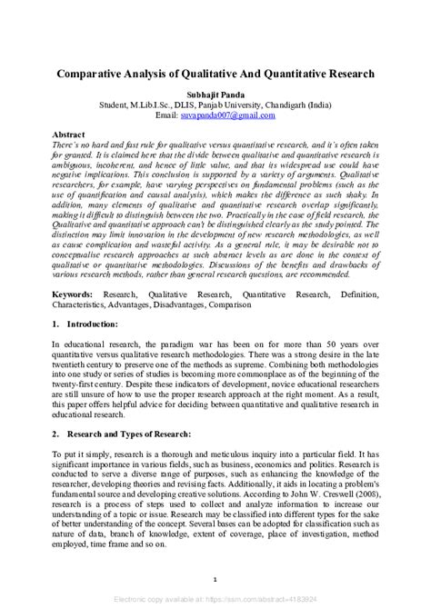 pdf comparative analysis of qualitative and quantitative research