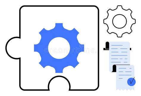 Gear Puzzle Piece With Documents Showing Integration And Process