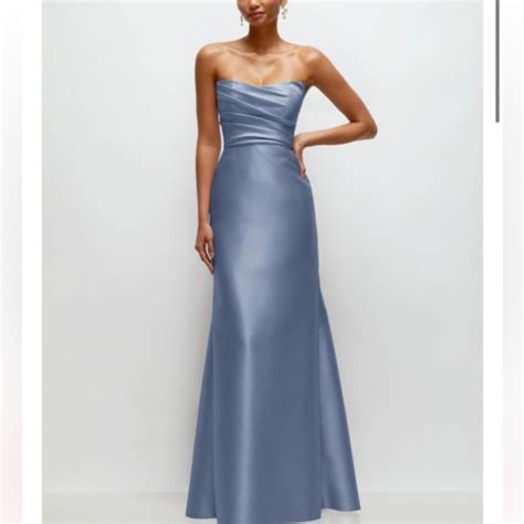 Alfred Sung Dresses Alfred Sung Strapless Satin Gown In Blue D87