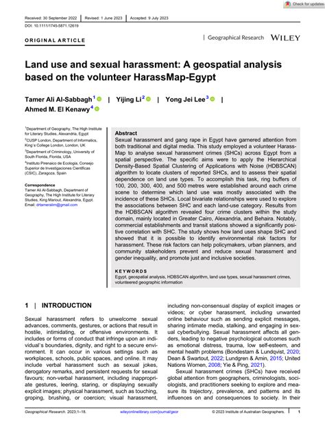 PDF Land Use And Sexual Harassment A Geospatial Analysis Based On The Volunteer HarassMap Egypt