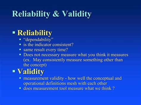 Validity Versus Reliability Comparisons And Contrasts Ppt