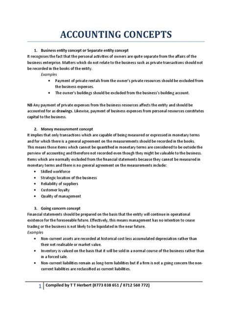 Accounting Concepts 1 Business Entity Concept Or Separate Entity
