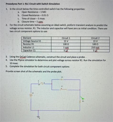 Solved Procedures Part 1 Rlc Circult With Switch Simulation