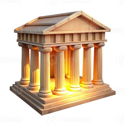 Vibrant Contemporary Ancient Greek Temple Ruins Weathered Marble