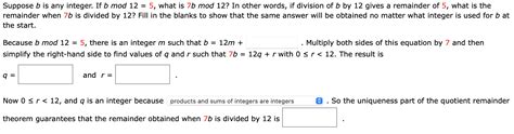 Solved Suppose B Is Any Integer If Bmod What Is Chegg Com