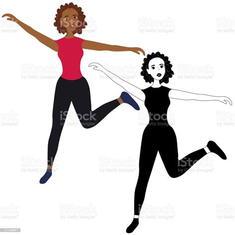 젊은 춤 아프리카 계 미국인 소녀 흰색 배경에 고립 여성 클럽 댄서 점프 음악 파티에서 디스코 춤 긍정적 인 행복한 사람