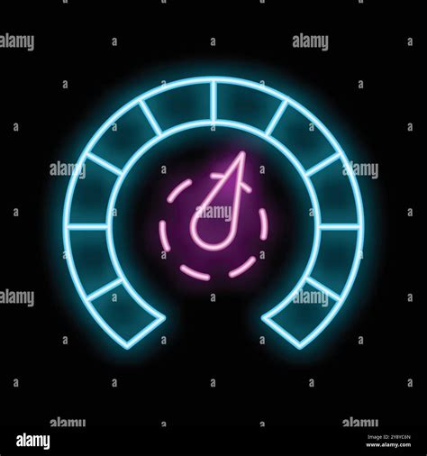 Neon Sign Illustrating A Speedometer With Its Needle Pointing At High Speed On A Black