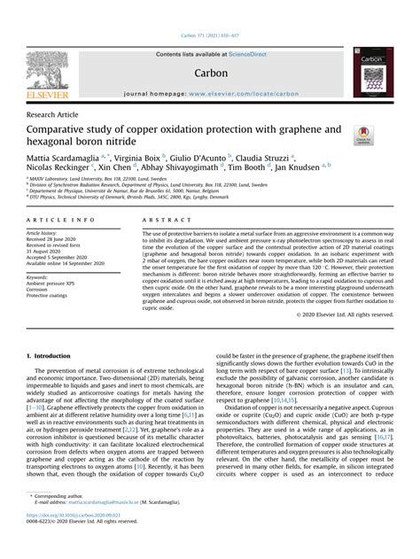 PDF Comparative Study Of Copper Oxidation Protection With Graphene And Hexagonal Boron Nitride