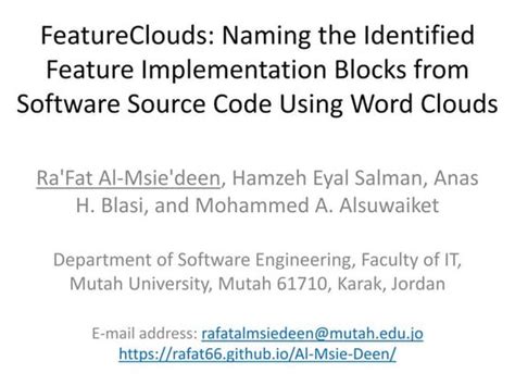 Naming The Identified Feature Implementation Blocks From Software