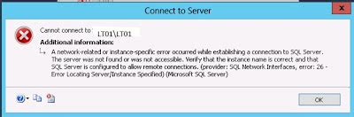 SQL Server Expert Error 26 Error Locating Server Instance Specified In SQLServer