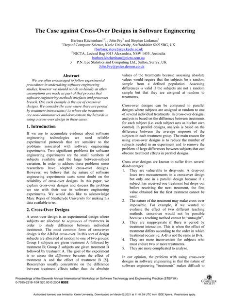 Pdf The Case Against Cross Over Designs In Software Engineering
