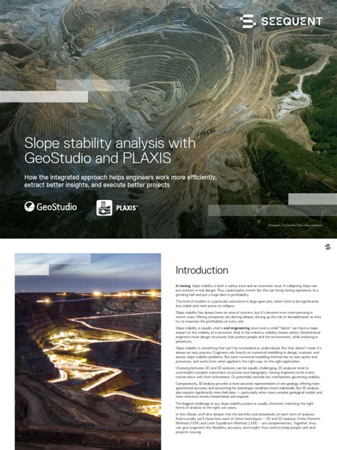 Que 1858 Plaxis Geostudio Slope Stability Analysis Ebook A4 130923 Vf Pdf