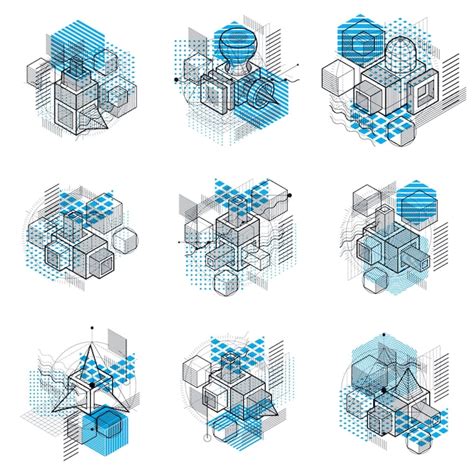 Premium Vector Abstract Vector Backgrounds With Isometric Lines And Shapes Cubes Hexagons