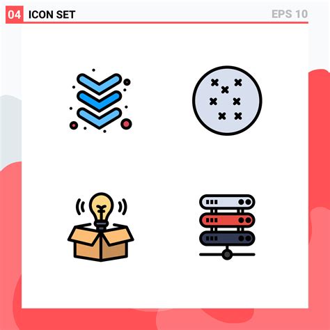 4 User Interface Filledline Flat Color Pack Of Modern Signs And Symbols Of Arrow Data Cross