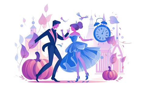 Cinderellas Ball With Cinderella And Prince Charming Dancing Wedding Flat 2D Tshirt Banner