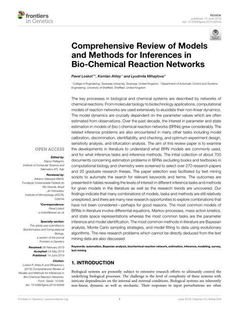 Pdf Comprehensive Review Of Models And Methods For Inferences In Bio