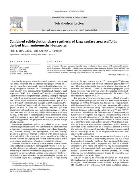 Pdf Combined Solidsolution Phase Synthesis Of Large Surface Area Scaffolds Derived From